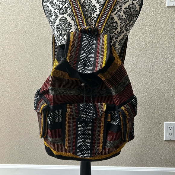 Pinzon | Bags | Pinzon Mexico Woven Multicolor Backpack Bag Boho Hippie ...